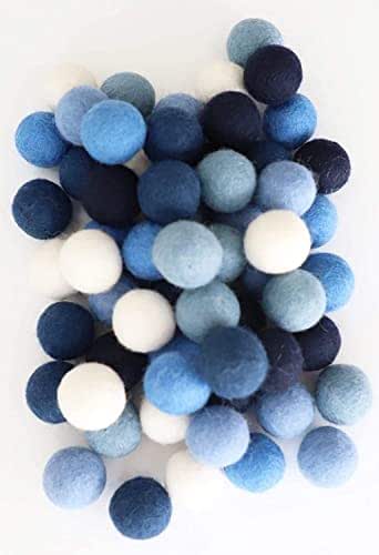 Amazon.com: Mini Felt Factory | Blue Navy Wool Felt Pom Balls Set (60 ...