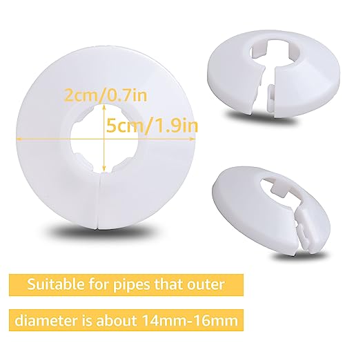 LOLYSIC 40 Pcs Plastic Radiator Pipe Covers, 16mm Pipe Collars Sleeves ...