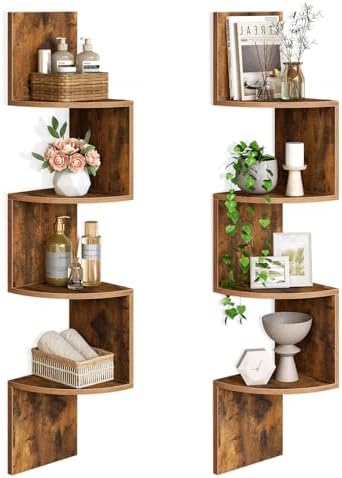 Amazon.com: Corner Shelf Wall Mounted Wood Corner Floating Shelves 3Pcs ...