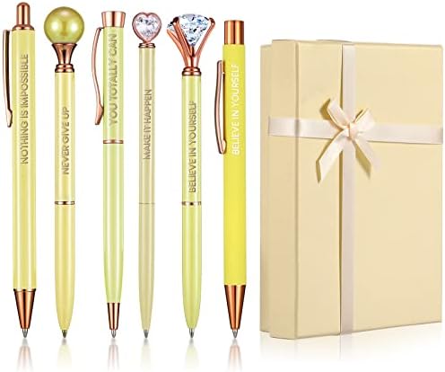 Amazon.com : Yeaqee 6 Pcs Inspirational Pen Set for Women Gift Diamond Pens with Crystal ...