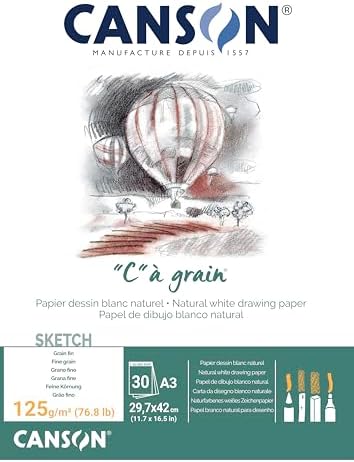 CANSON "C" à Grain - Bloc 30 feuilles de papier croquis - Grain fin ...