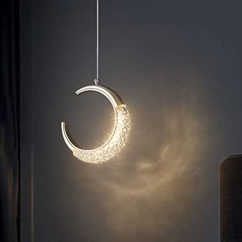 Aeyee Moon Shaped Pendant Light Fixture, Dimmable LED Ring Hanging Lamp ...