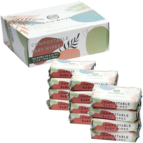 Amazon.com : Eco Wave Baby Wipes, 100% Compostable Eco-Friendly Bamboo ...