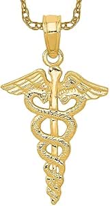 Amazon.com: IceCarats 14K Solid Yellow Gold Nurse Caduceus Paramedic ...