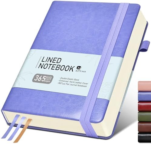 Amazon.com : Lined Journal Notebook with 365 Pages, Hardcover Leather ...
