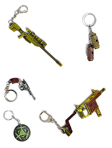 GuardF Set of 5 PUBG Multi Design Keychain PUBG AWM Sniper,HMX Combo ...