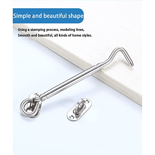 Hook and Eye Latch 12 Inch Silver Cabin Hooks Outside Stainless Steel ...