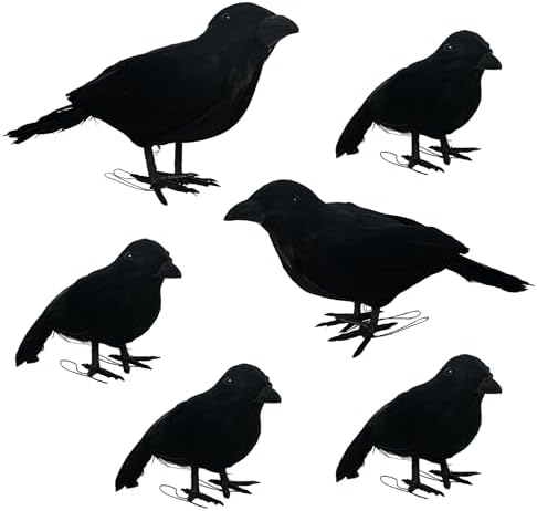 Amazon.com: FUNPENY Halloween Black Feathered Crows, Lifelik Halloween ...