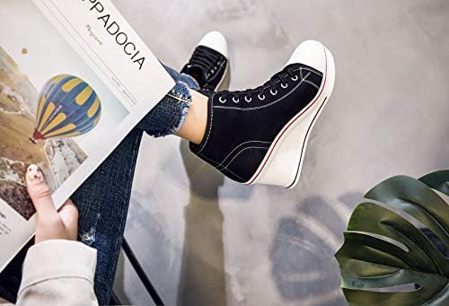Amazon.com | Women's Canvas Casual Shoes Dating Platform Slip-On High ...