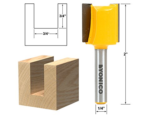YONICO Straight Router Bits 3/4-Inch Diameter X 3/4-Inch Height 1/4 ...