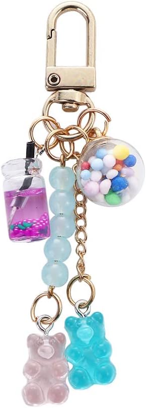 Cute Resin Gummy Bear Key Chain Candy Color Animal Bear Charms ...