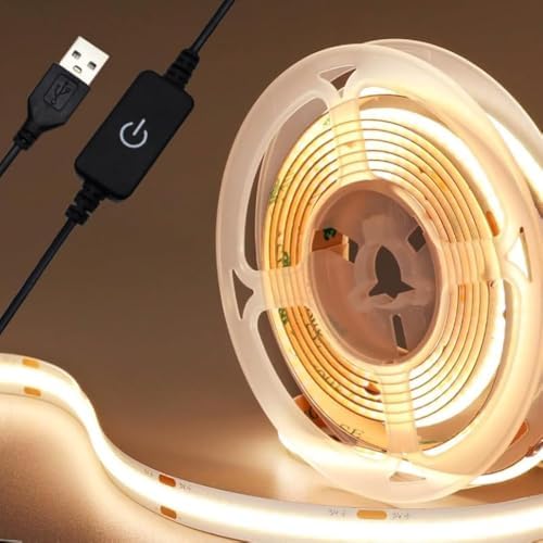 DC 5V USB LED COB Strip with Inline Touch Dimming Switch White Warm ...