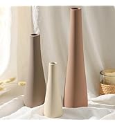 Amazon.com: Ceramic Vase Set of 3, Vases Home Decor Rustic Vase ...