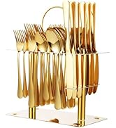 Amazon.com | Flatware Set Rack,24 Piece Gilded Silverware Set with ...