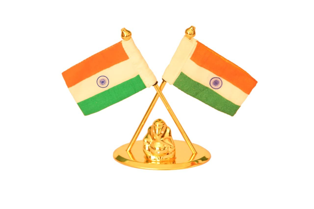 BLUZON Indian Flag with Lord Ganesha Idol for Car Dashboard, Office ...
