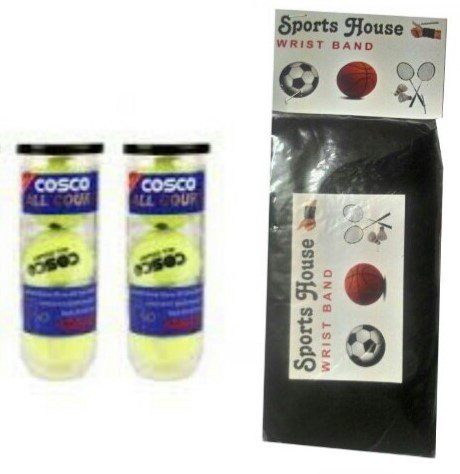 Cosco All Court Lawn Tennis Balls (Pack of 6) and Free SPORTSHOUSE ...