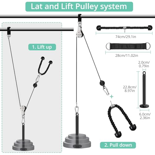 VINTEAM Cable Pulley System Gym, DIY Fitness Pulley System, Cable ...