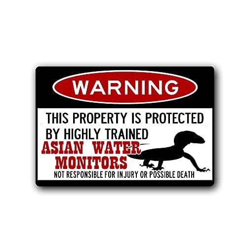 Amazon.com: Asian Water Monitors Warning Sign, Funny small Pet sign ...