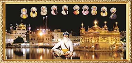 Sikh guru photos frame wall décor sikhism | Golden Temple Picture with ...