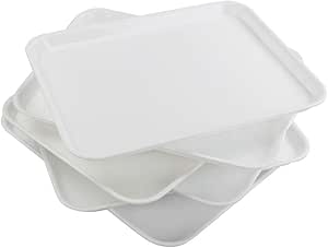 Sosody Plastic Extra Large Fast Food Serving Trays, White, 6 Packs ...