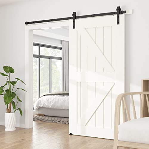 SANKEYTEW 183cm/6ft Sliding Door Kit,Single Wood Barn Door Sliding Kit ...