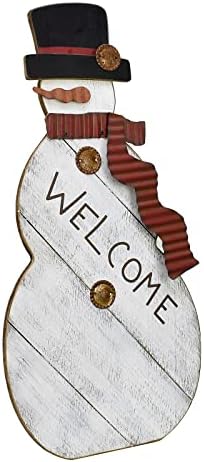 Amazon.com : Menkxi Winter Snowman Welcome Sign for Front Porch Rustic ...
