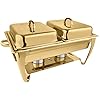 Amazon.com: HONHPD Golden Chafing Dish Buffet Set, 9 QT Stainless Steel Food Warmer - 9 Liters ...