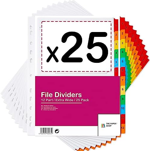 [25 Pack] A4+ Extra Wide 12 Part File Dividers A4+ Extra Wide 12 Part ...