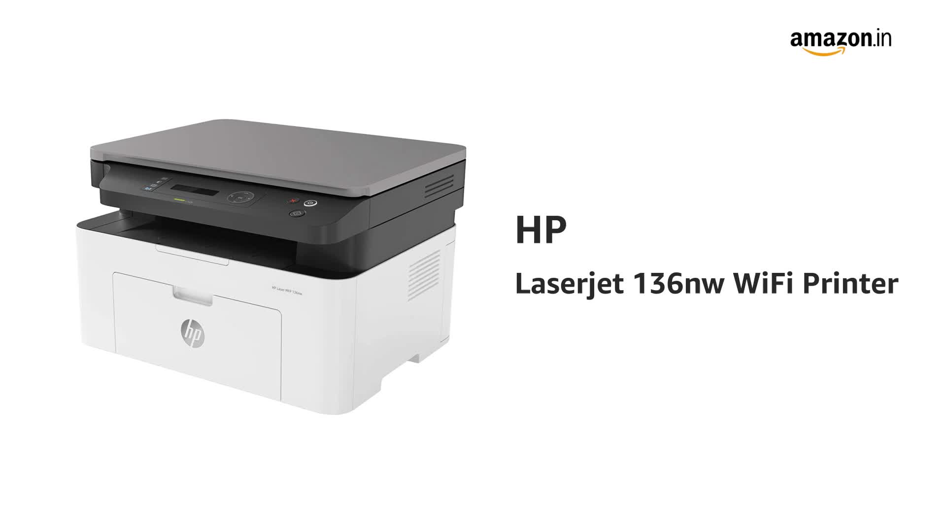 Watch HP Laserjet 136nw WiFi Printer, Print Copy Scan, Compact Design ...