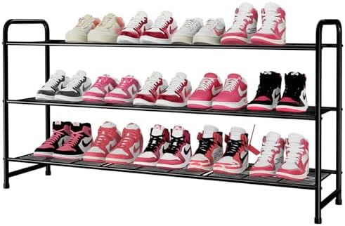Amazon.com: Ekisemio Extra Long 3-Tier Shoe Rack, Wire Shoe Storage ...