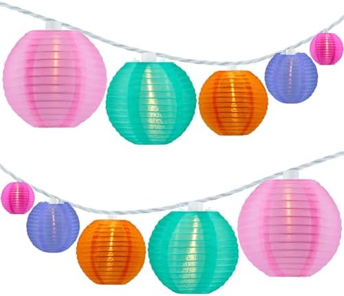 Abeja Nylon Lantern String Lights 10 Multicolor Lanterns Plug in Home ...