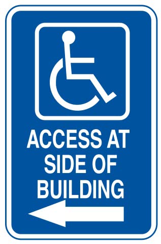 Safety Signs | Combo Pack of 5 access at side of building left arrow ...