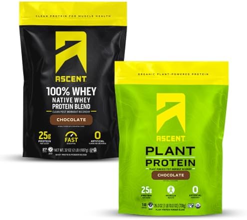 Amazon.com: Ascent Whey 2 lb + Plant Protein Powder 18 Servings ...