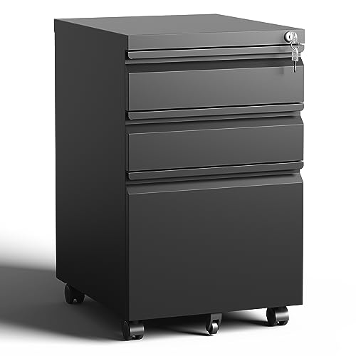 Snapklik.com : BIZOEIRON 3 Drawer Mobile File Cabinet,Under Desk Metal ...