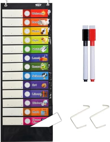 Amazon.com: Daily Schedule Pocket Chart， Black Class Schedule with 26 ...