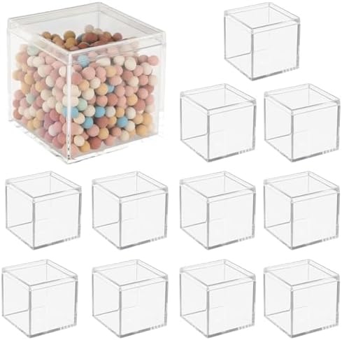 Amazon.com: CDOKY 12 Pcs Clear Acrylic Plastic Small Box with Lid, Mini ...