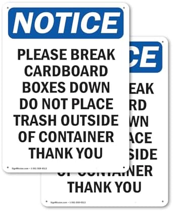 Amazon.com: (2 Pack) Please Break Cardboard Boxes Down OSHA Notice Sign ...