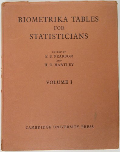 Biometrika Tables for Statisticians, Volume 1. | Amazon.com.br