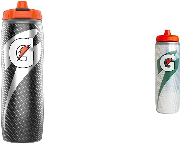 Gatorade Insulated 30oz Squeeze Bottles, Silver and Black