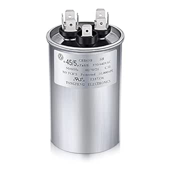 Frienda Capacitor 45 5 MFD 370V Dual Run Round Capacitor for Condenser Straight Cool or Heat ...