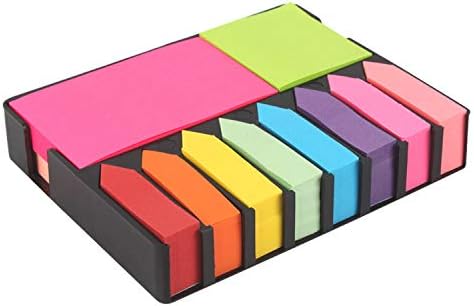 Pinzo Sticky Note Memo Pad With 8 Index Tabs, Bright Neon Colors ...
