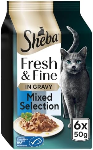 SHEBA Fresh & Fine Cat Pouches with Tuna & Cod in Gravy 8 x 6x50g ...