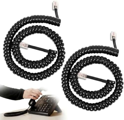 2 Pack Telephone Cable Coiled Length 1.2 to 10 Feet Handset Cord ...