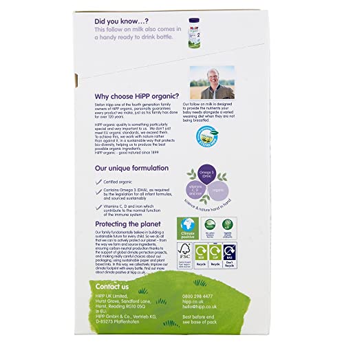 HiPP Organic 2 Follow on Baby Milk Powder Formula, From 6 Months, 800g ...