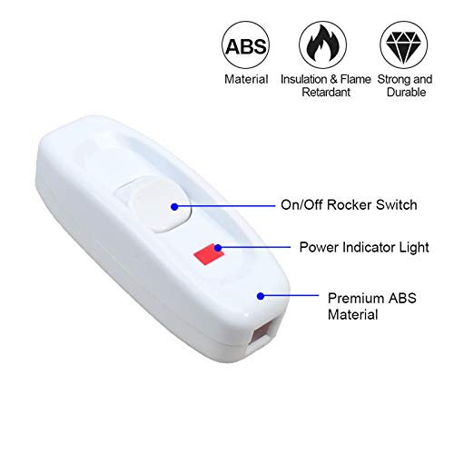 6 Pcs Inline Cord Switch, Black Appliance Switch 250V 10A Feed-Through ...