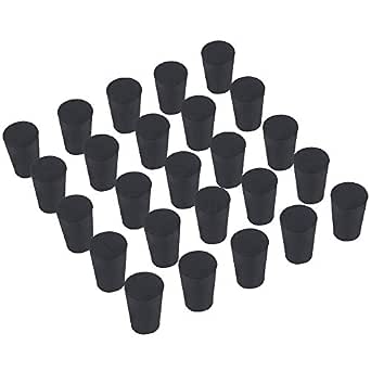25-Pack (Same Size) Solid Rubber Stoppers - Size #1-19mm (0.74in) x ...