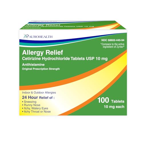 Amazon.com: Aurohealth All Day Allergy Relief, Cetirizine Hydrochloride ...