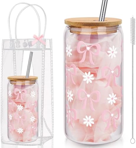 Amazon.com: 4 Pack Coquette Bow Aesthetic Cup with Clear Gift Bag, Cute ...