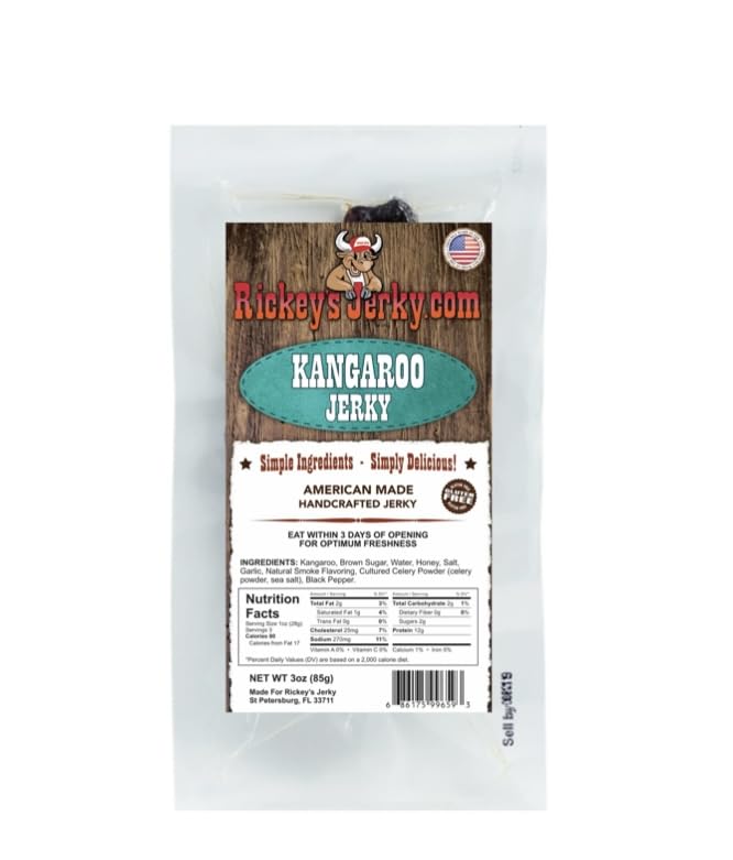Amazon.com: Rickey's Exotic Kangaroo Jerky, 100% Made From Solid Strips ...