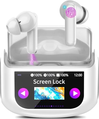 Wireless Earbuds, 48H Smart Touch Screen Ear Buds Bluetooth 5.4 ...